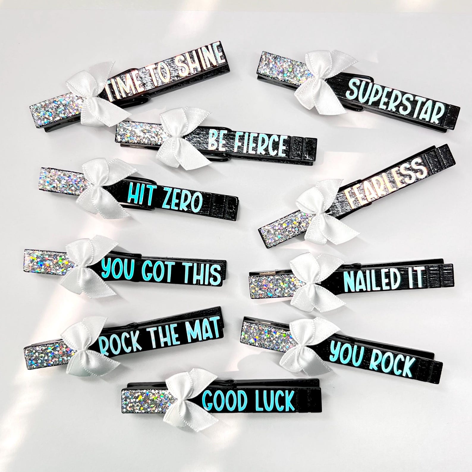 IRIDESCENT HOLO CONFETTI | 10 Glitter Cheer Pins, Team Spirit Pins ...