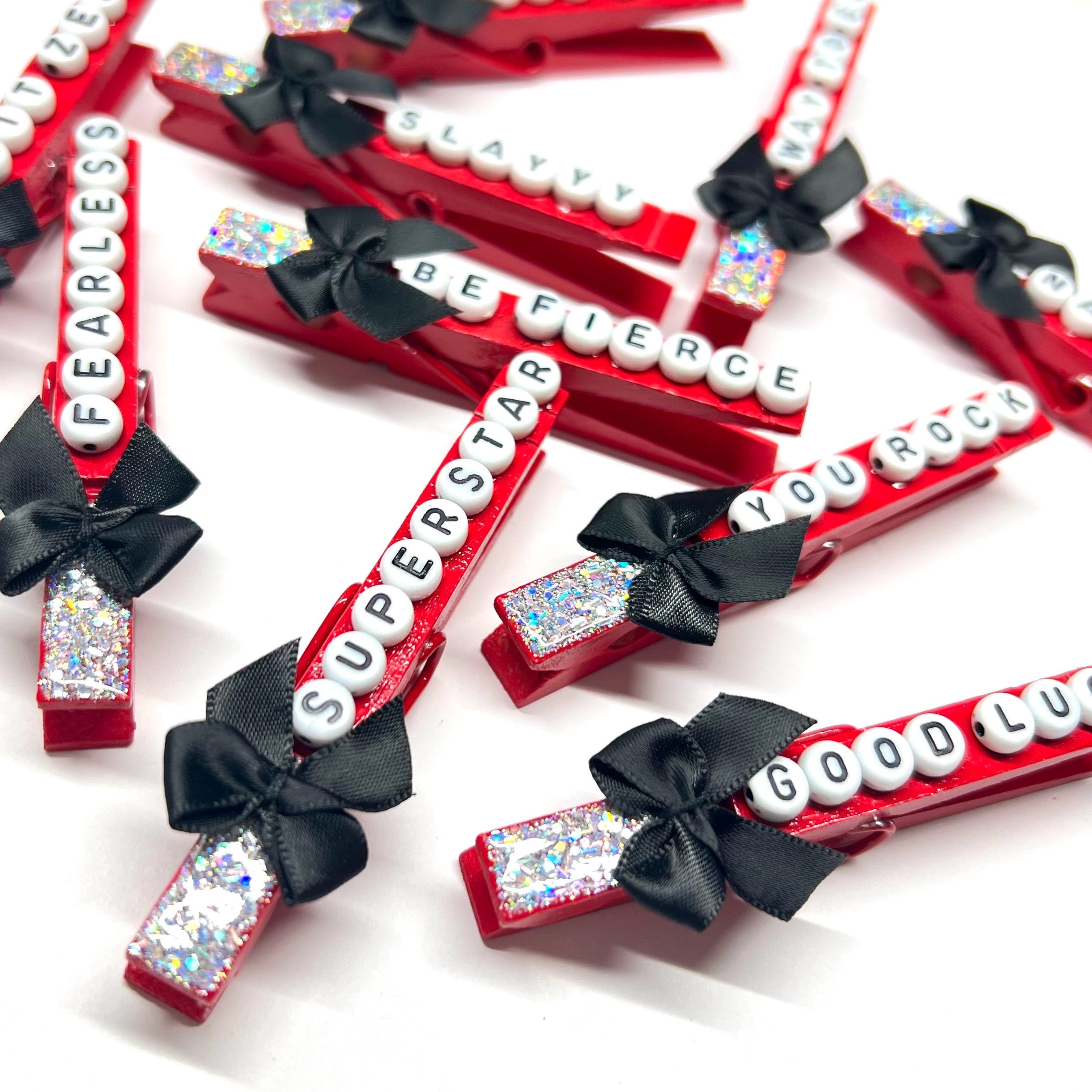 RED CHEER SPIRIT | 10 Glitter Cheer Pins, Team Spirit Pins, Good Luck Cheer Pins, Cheer ...