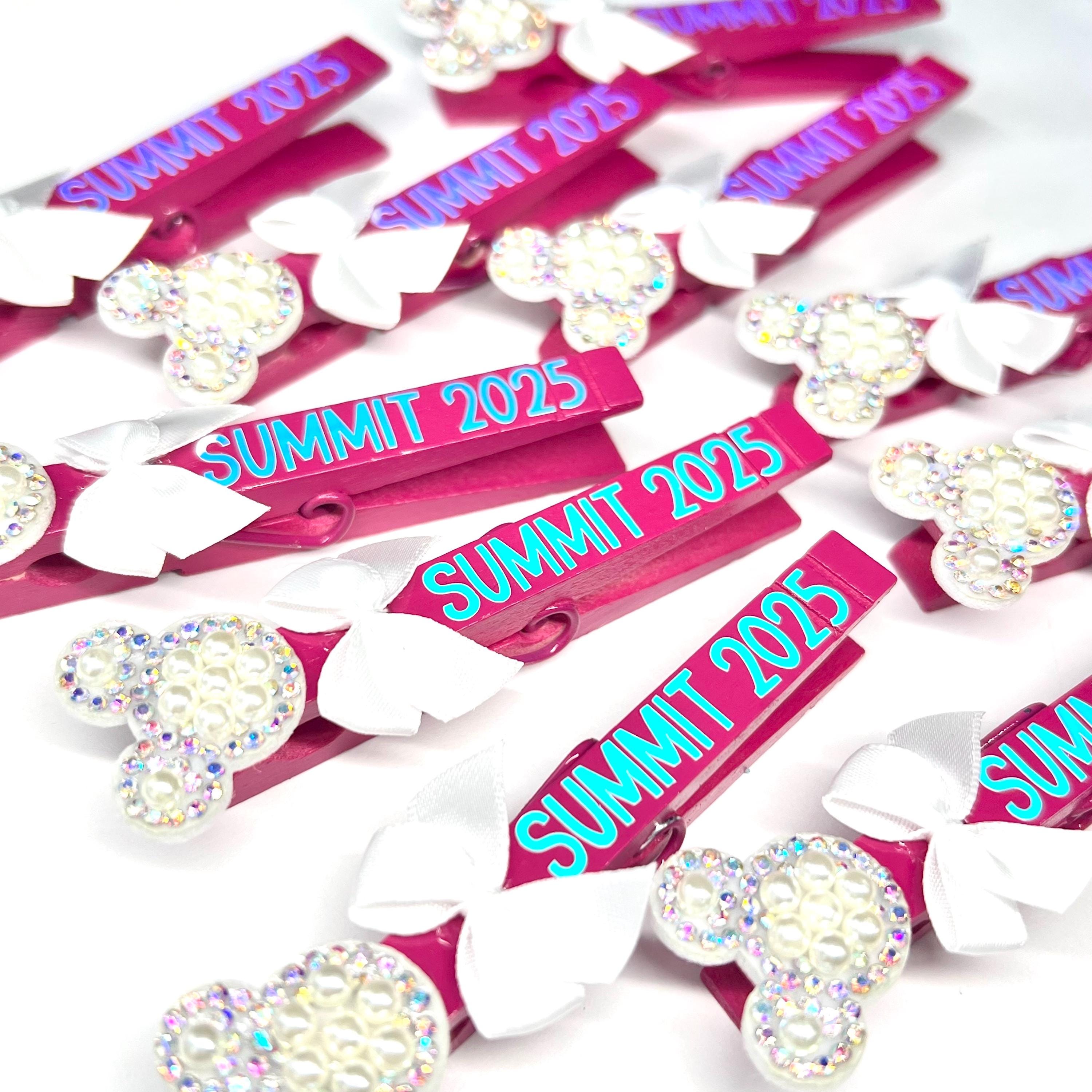 SUMMIT 2025 10 Pink and Iridescent Cheer Pins, Team Spirit Pins, Good ...