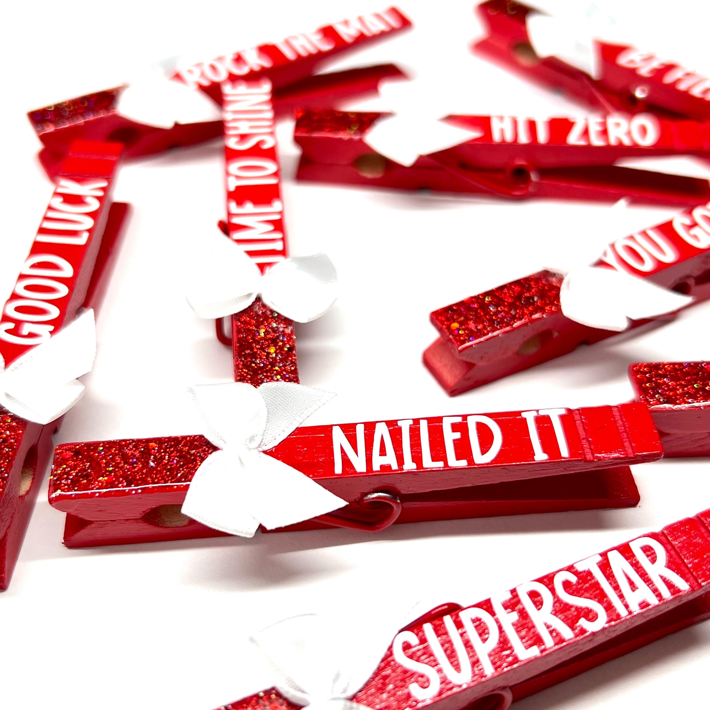 RED CHEER SPIRIT 10 Glitter Cheer Pins, Team Spirit Pins, Good Luck ...