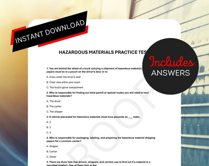 CDL Hazardous Materials Practice Test, CDL Hazmat Exam, Same as DOT ...