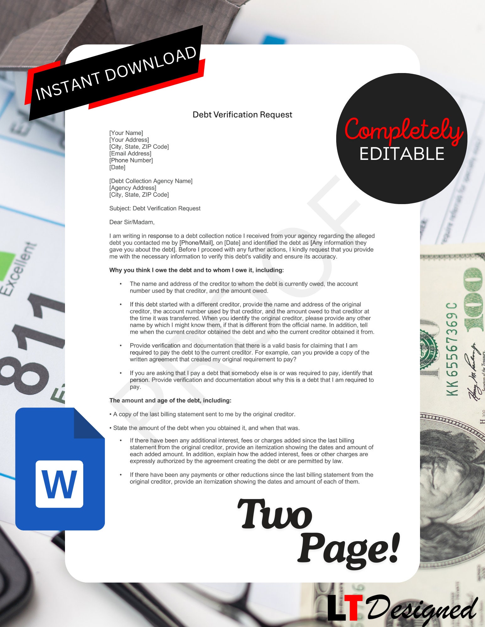 Debt Verification Letter Template, Credit Verification Letter, Loan ...