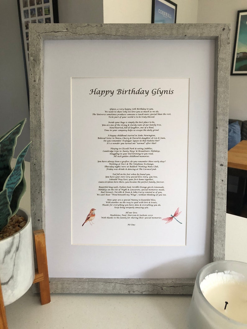A Personalised and Bespoke Birthday Poem Written to Order. Perfect ...