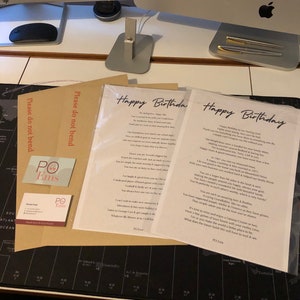 A Personalised and Bespoke Birthday Poem Written to Order. Perfect ...