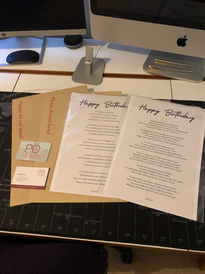 A Personalised and Bespoke Birthday Poem Written to Order. Perfect ...