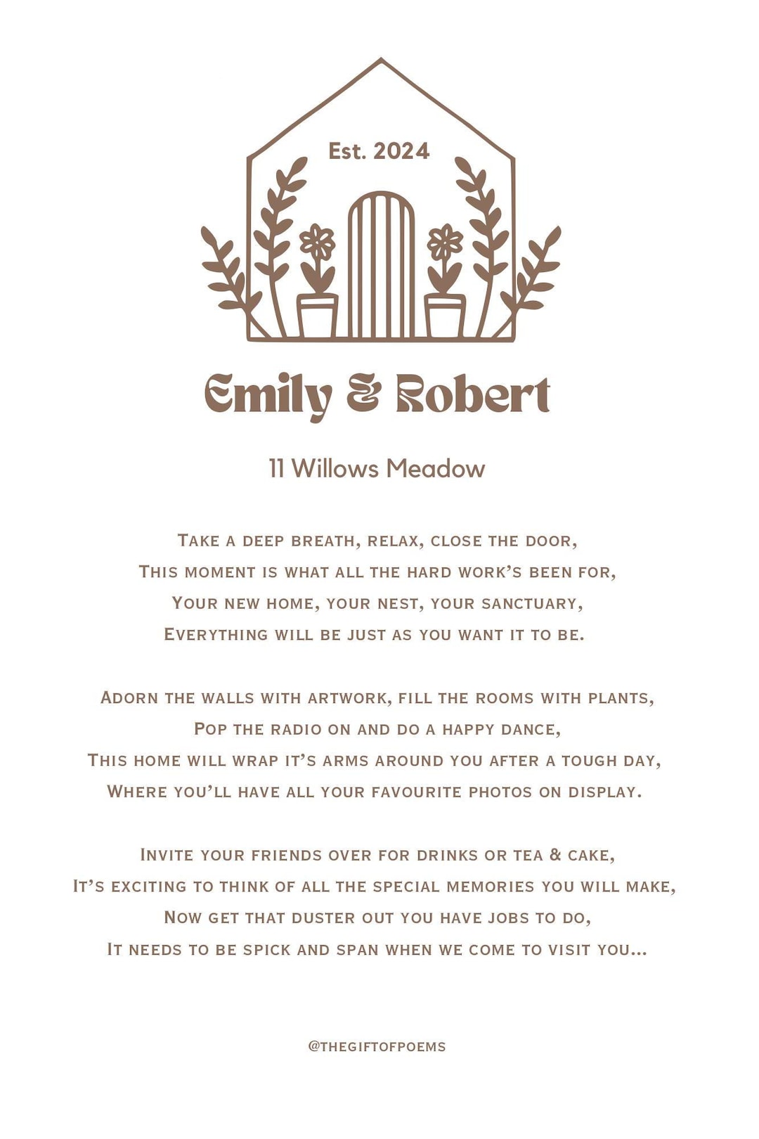 Personalised New Home Poem. New Home Gift. New Home. Personalised Gift ...