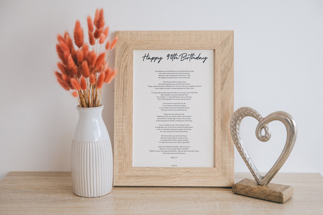 A Personalised and Bespoke Birthday Poem Written to Order. Perfect ...