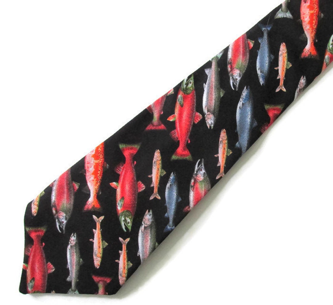Fishing Necktie With Freshwater Fish, Sockeye Salmon, Fish Necktie ...