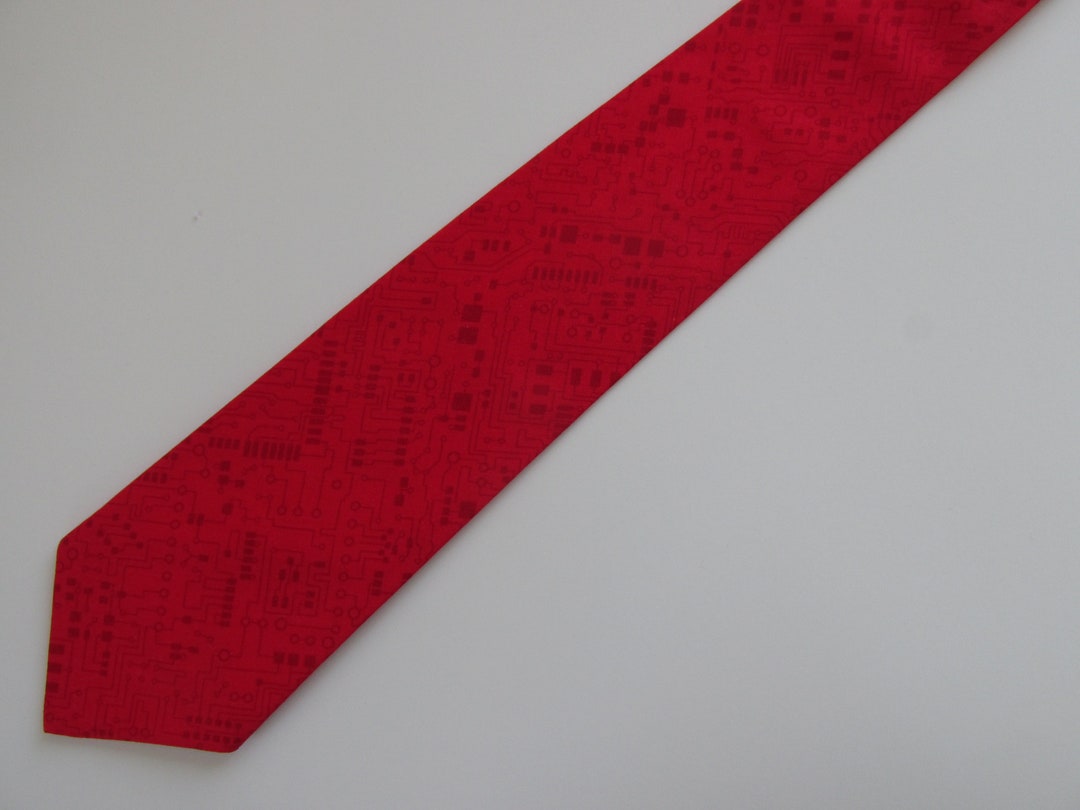 Computer Circuit Board Red Necktie, Geek Tie, Computer Teacher Tie ...
