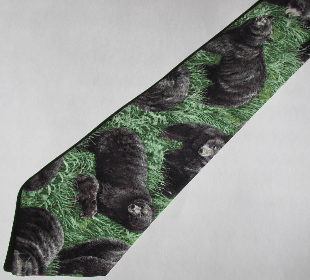 Black Bear Necktie Bear Tie Black Bear Tie Bear Necktie | Etsy