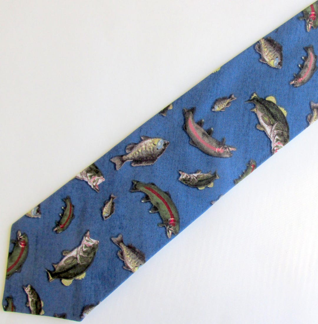 Fishing Necktie With Freshwater Fish, Fish Necktie, Fish Tie, Fishing ...