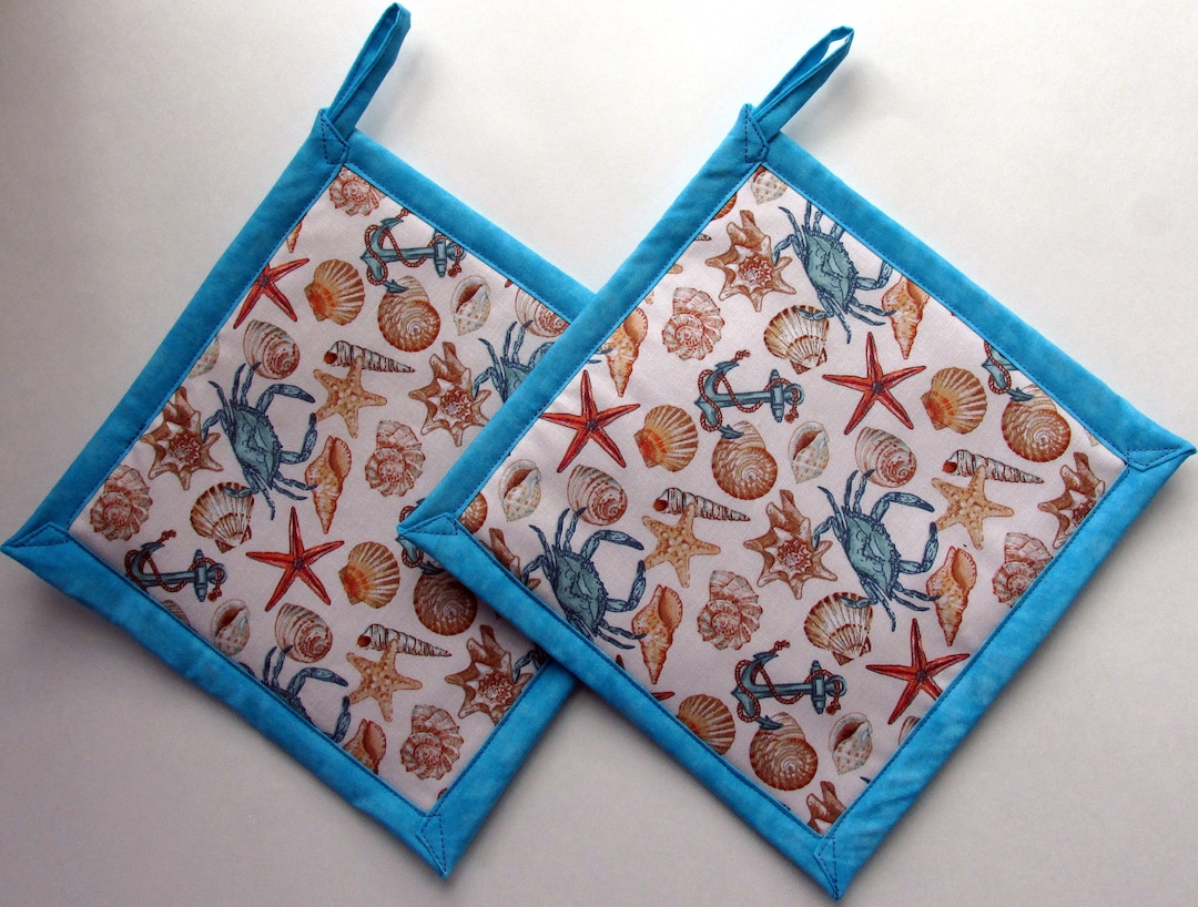 Sea Shell Potholders, Shell Holders, Beach Kitchen Decor, Seashell Hot ...