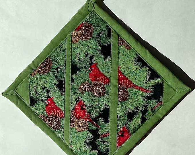 One of a Kind Patchwork Potholders, Cardinal, Cardinals, Chipmunk ...