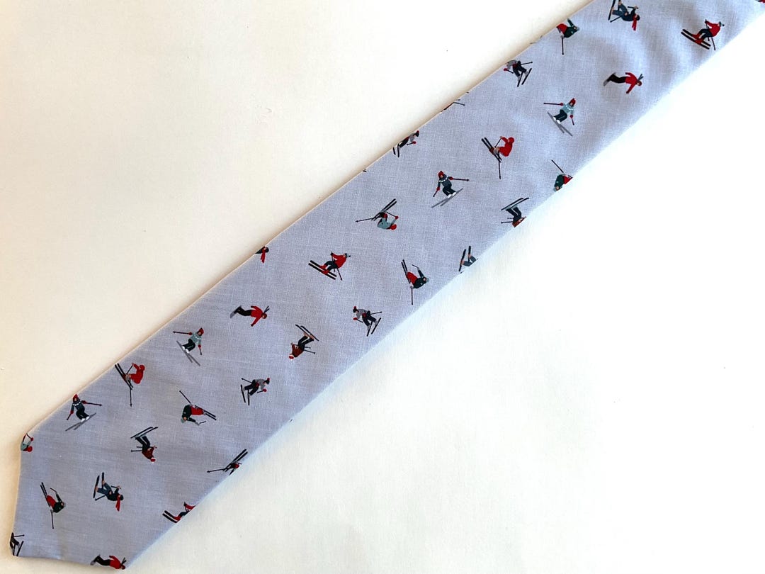 Winter Skiing Gray Necktie, Ski Tie, Skiing Tie, Skiing Necktie, Skiing ...