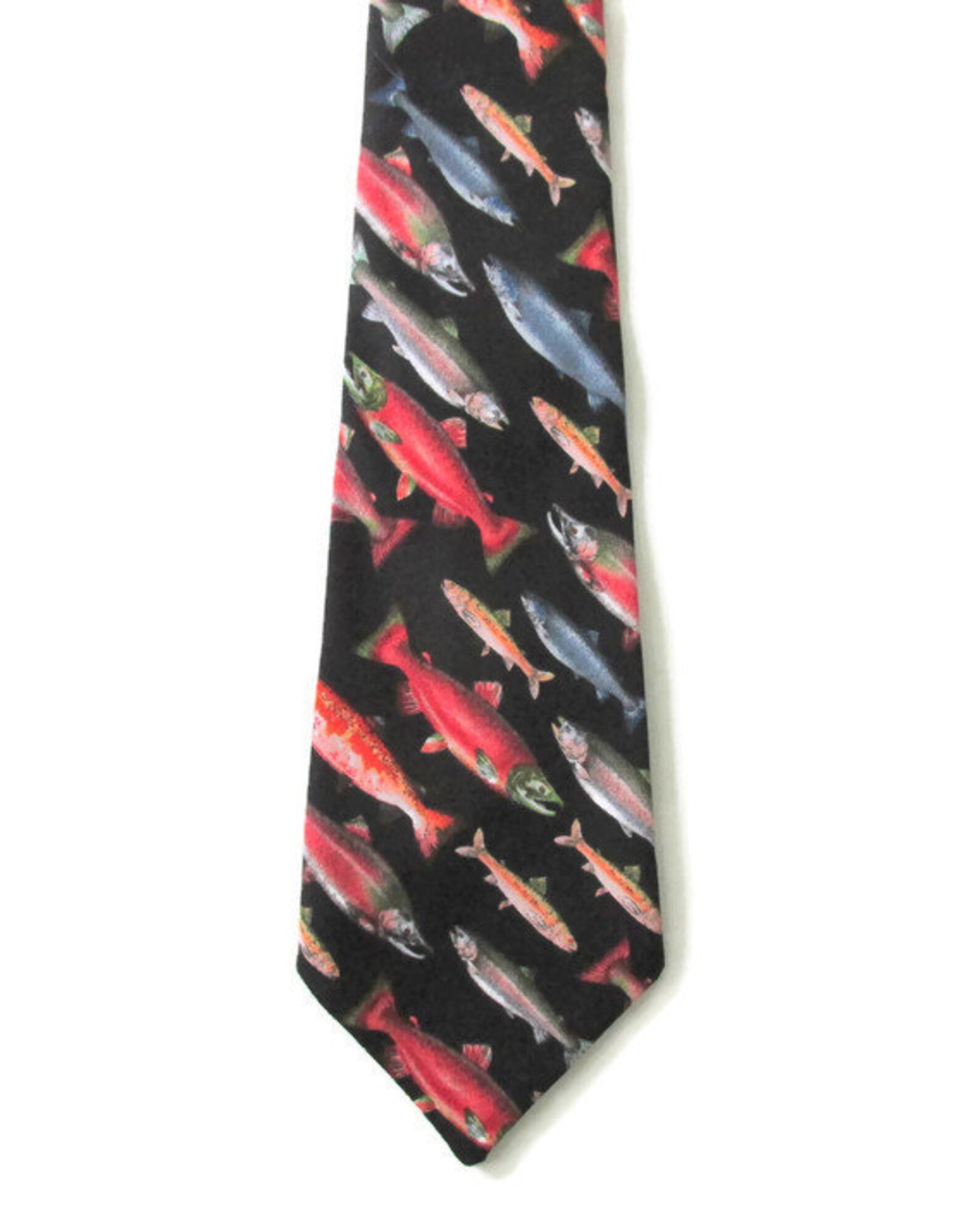 Fishing Necktie With Freshwater Fish Sockeye Salmon Fish - Etsy