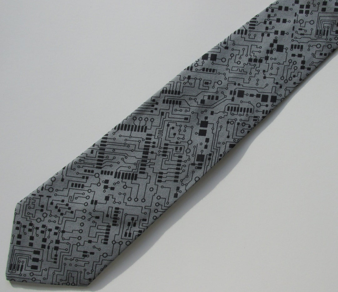 Computer Circuit Board Gray and Black Necktie, Geek Tie, Computer ...