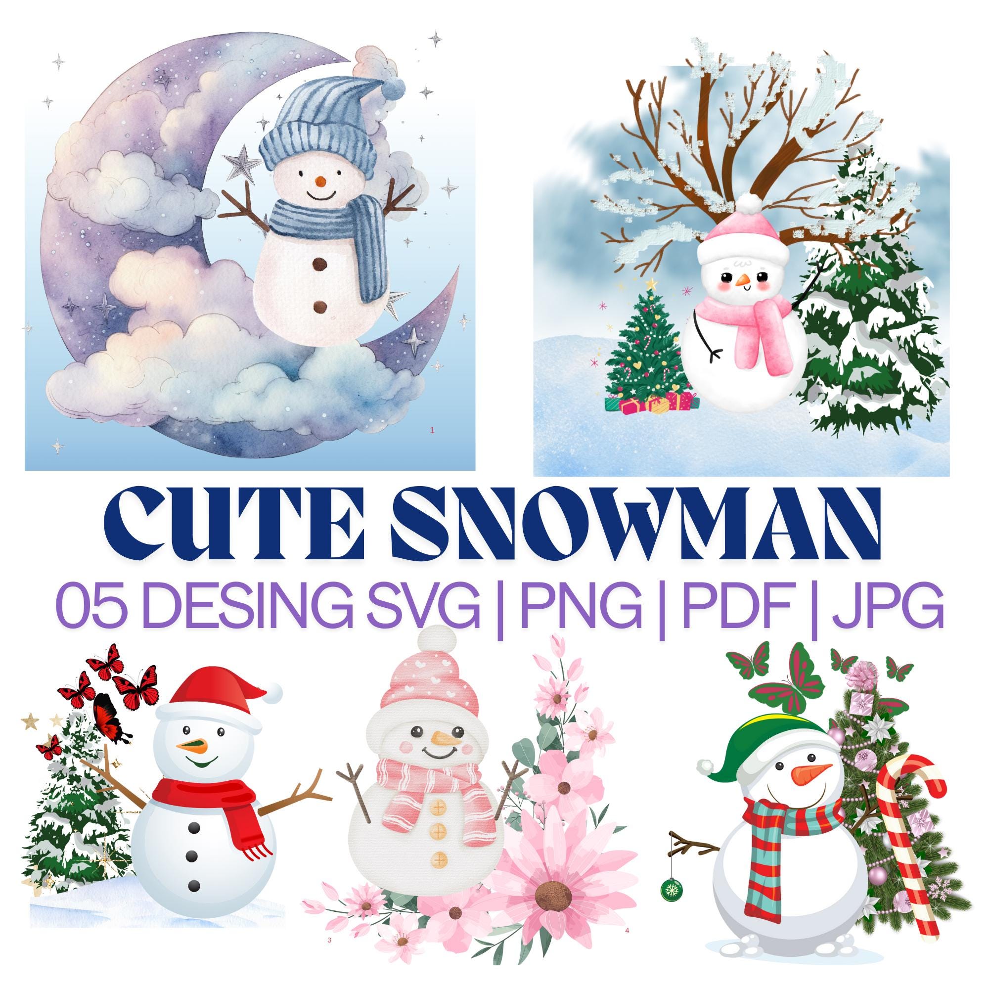 Winter Snowman Bundle Svg, Snowman Face Svg, Snowman Svg, Snowman ...