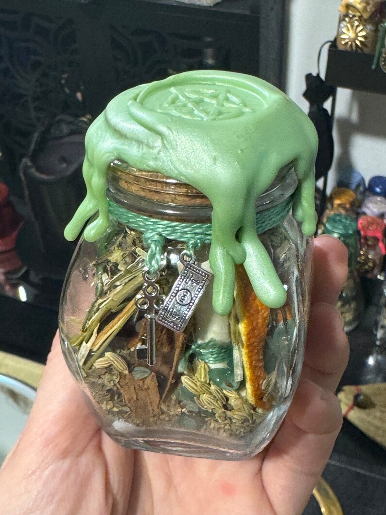 Super Powerful Money Spell Jar Witch Bottle Wicca Green Witch Altar Charm Herbs Magic Potion - Etsy