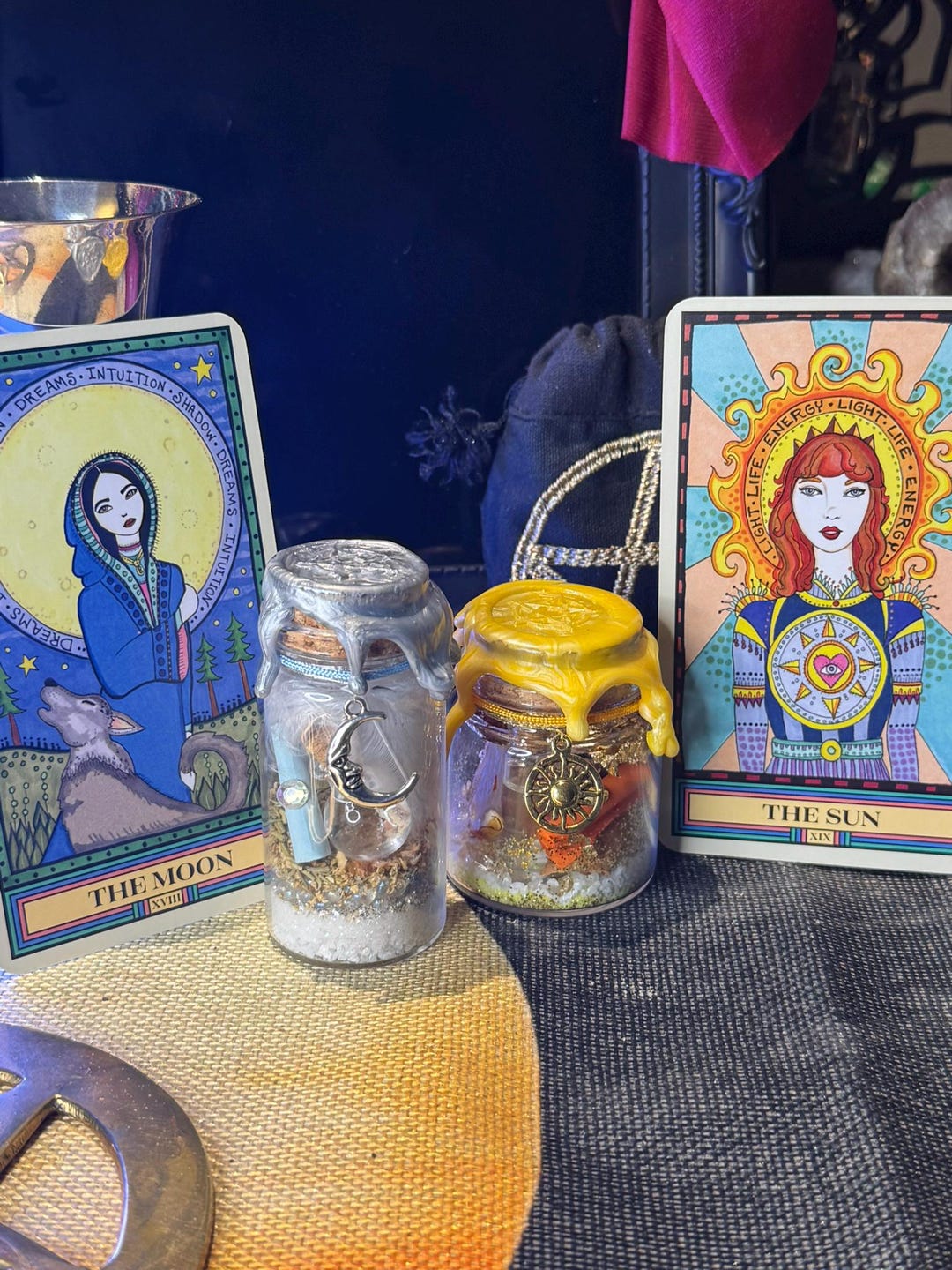 The Sun & the Moon Spell Jar Set | Blessed Florida Water Vials | Tarot ...