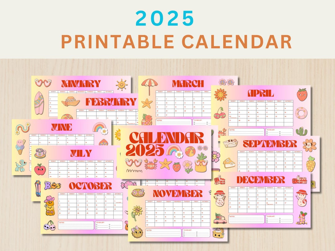 Pink 2025 Calendar Printable, Cute Calendar 2025, Wall Calendar PDF ...