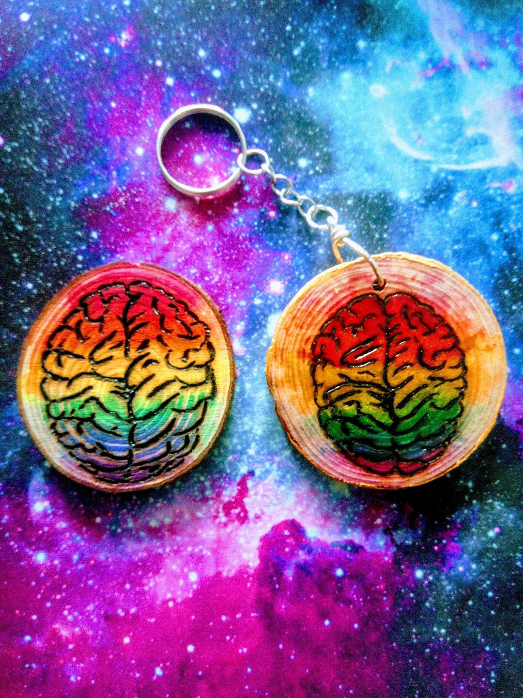 Rainbow Brain Keyring, Brain Pin, Neurodiversity Badge Reel ...