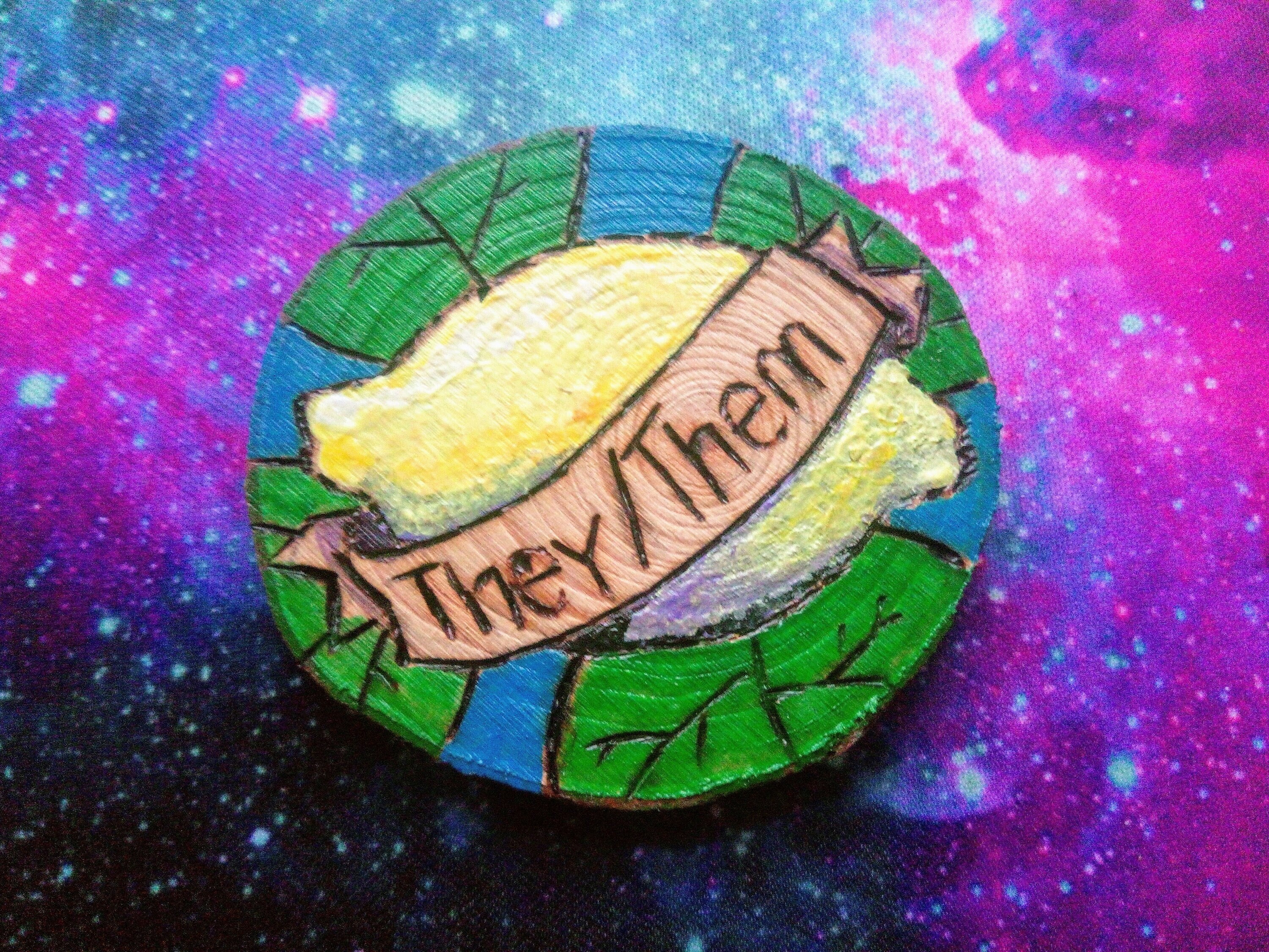 Lemon Pronoun Pin: Cottagecore Wooden Badge, Custom Options - Etsy