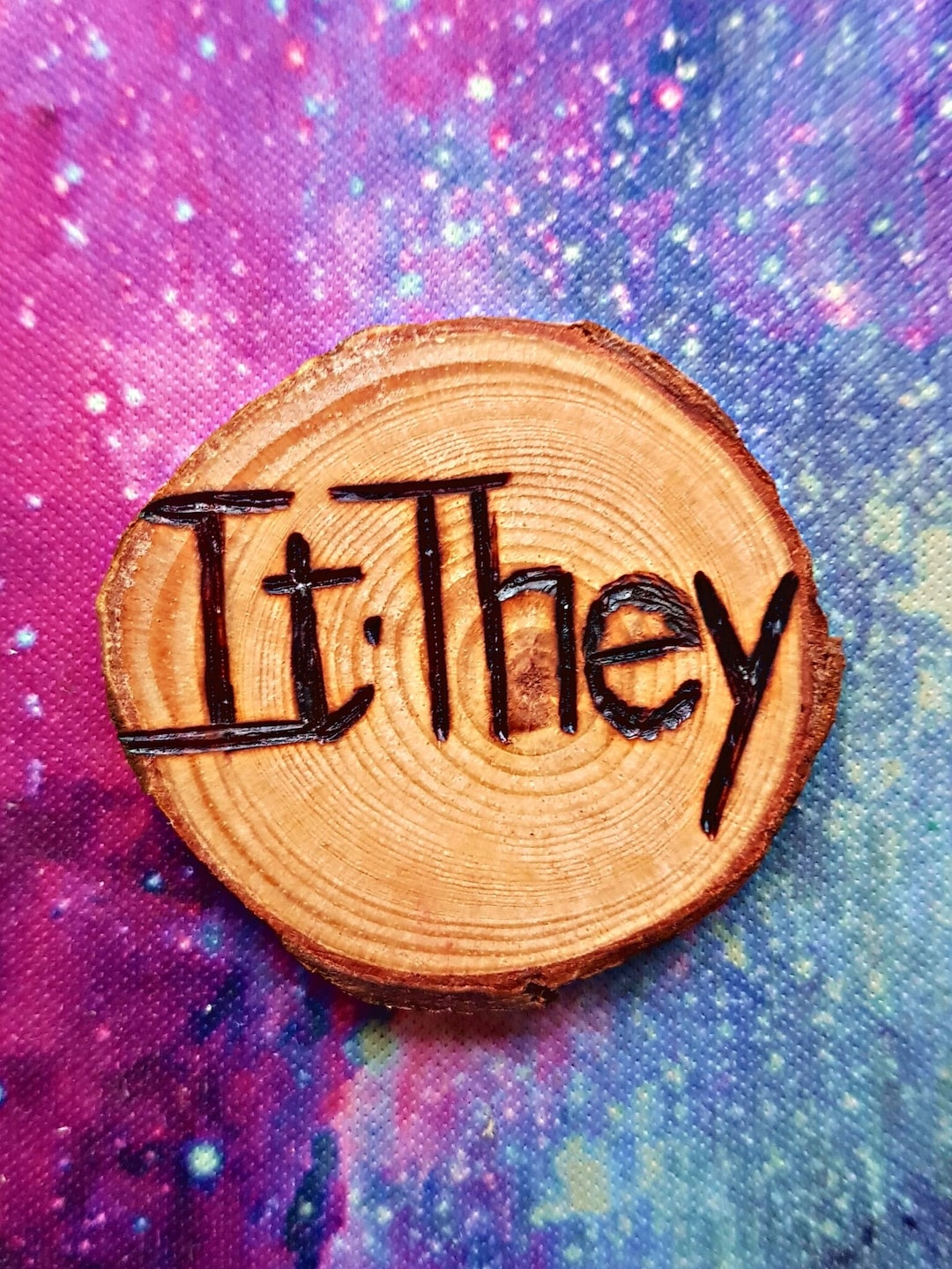 Pyrographed Wooden Pronoun Pin Badge: Custom Neopronoun Pin - Etsy