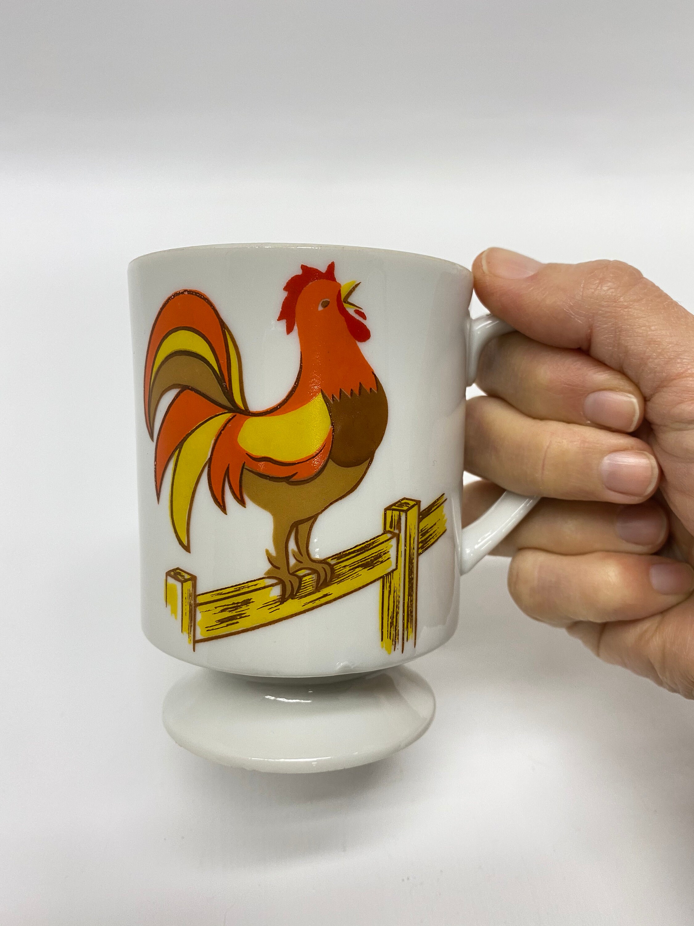Vintage Rooster Coffee Mug Pedestal Mug | Etsy