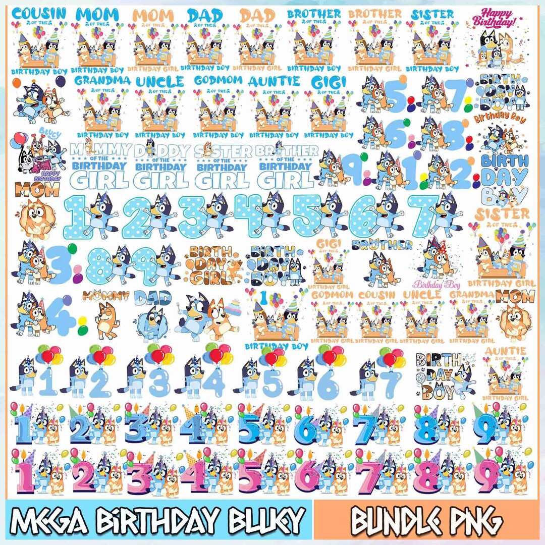 Mega Blue Dog Svg Bundle, Blue Dog Birthday Bundle Blue Dog Family Png ...