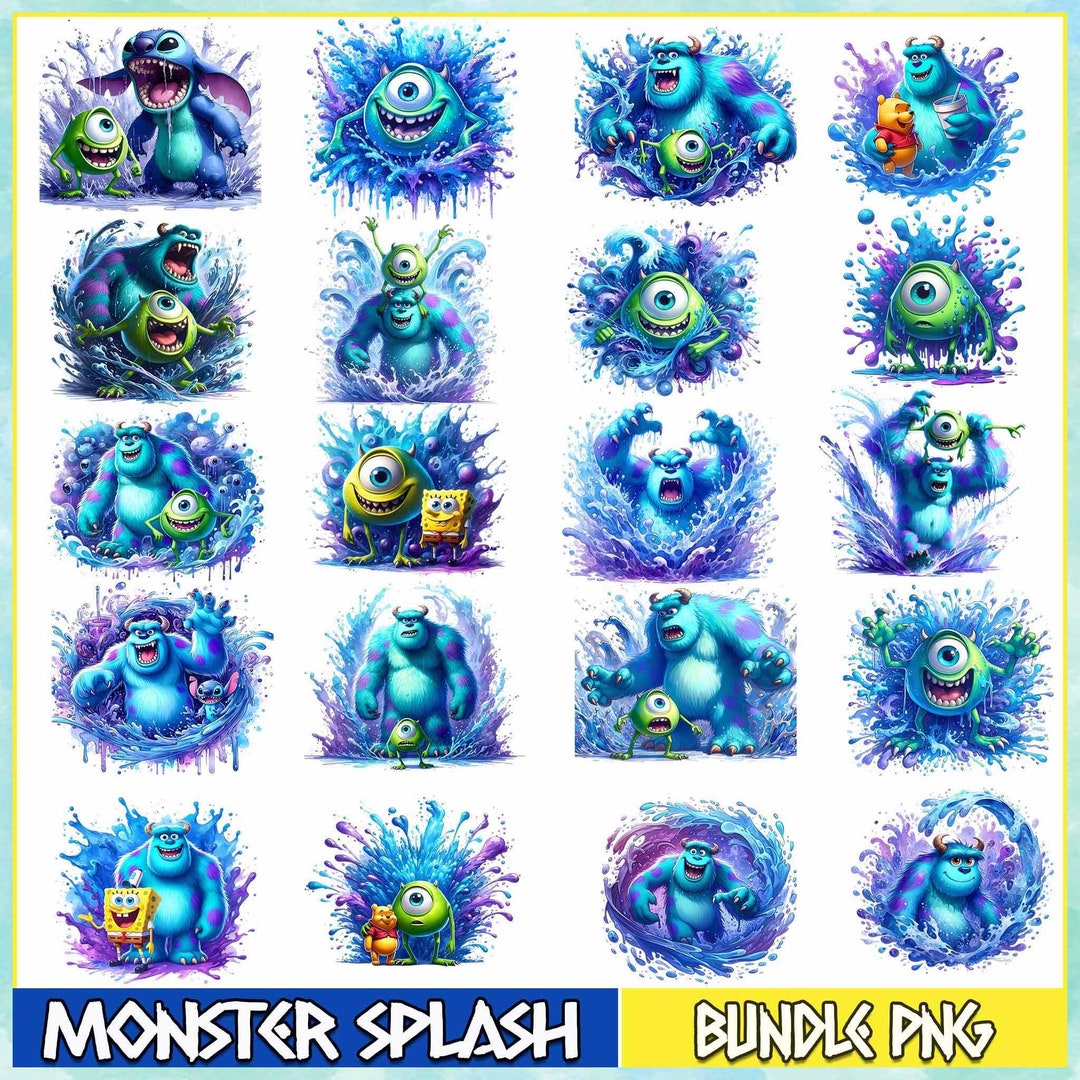 Splash Monsters Inc PNG Clipart Bundle, Monsters Inc Layered Svg, James ...