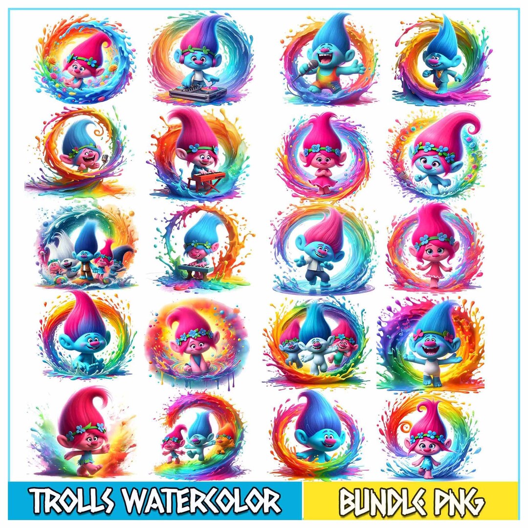 Trolls Png and SVG Birthday Trolls 3 Design. Birthday Layered Items SVG ...