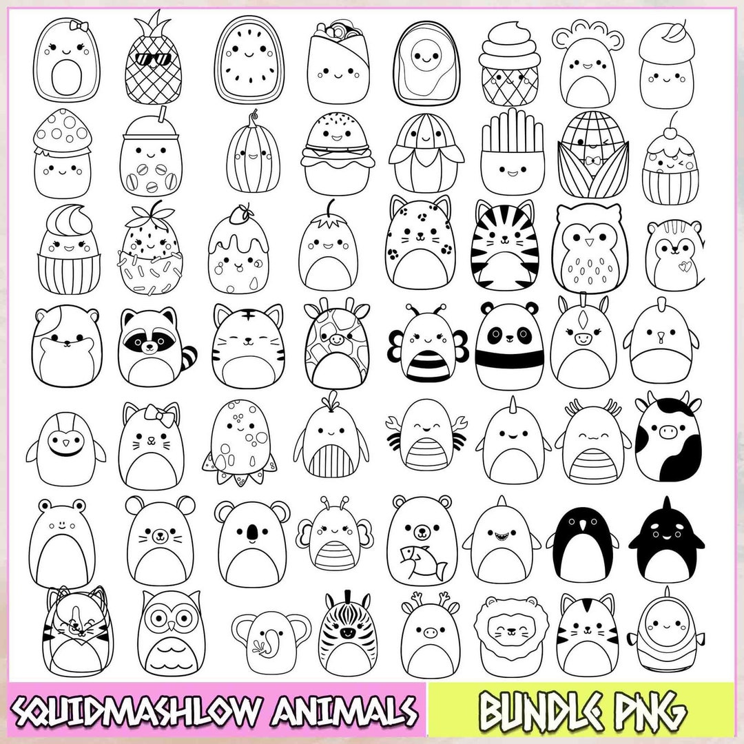 Mega Bundle Squishmallow Png Clipart, Cute Printable Sticker ...