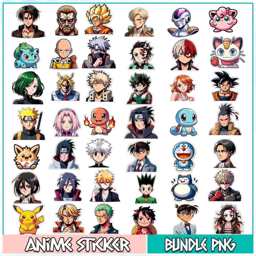 Anime Sticker PNG Pack, Anime Sticker Set, Anime PNG, Anime SVG ...