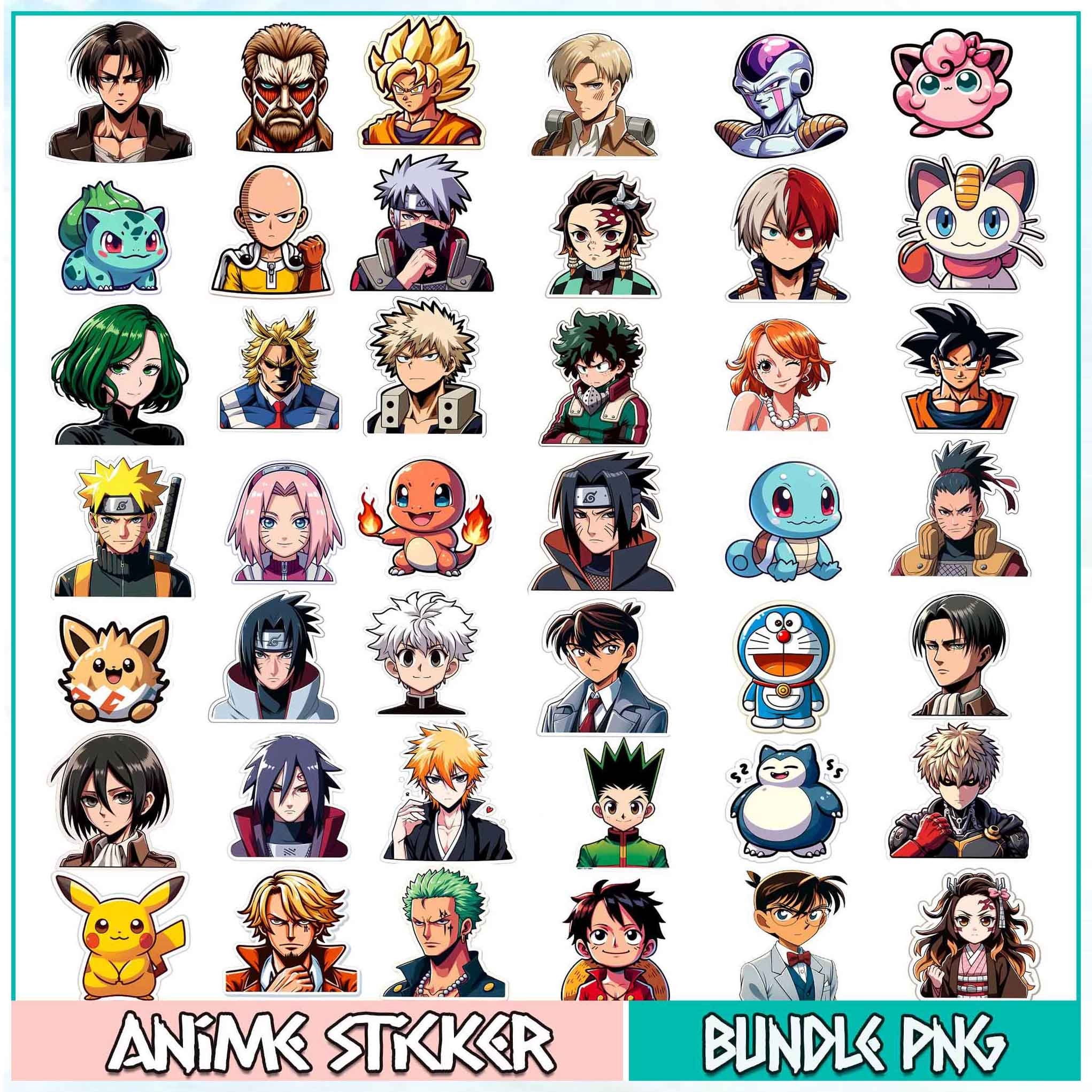 Anime Sticker PNG Pack, Anime Sticker Set, Anime PNG, Anime SVG ...