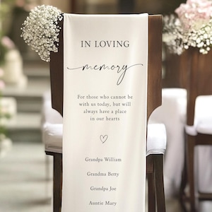 In Loving Memory Wedding Chair Sign – Memorial Fabric Banner for ...