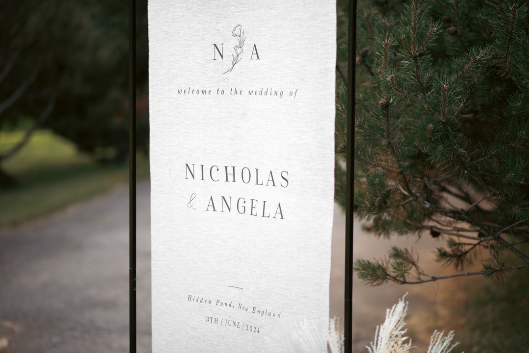 Welcome Wedding Sign, Custom Linen Fabric Sign, Eco Friendly Wedding ...