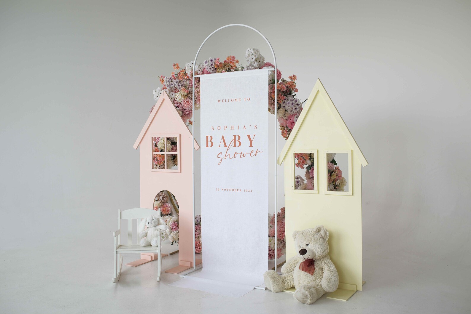 Elegant Linen Baby Shower Banner Welcome Baby Sign Fabric Baby Shower ...