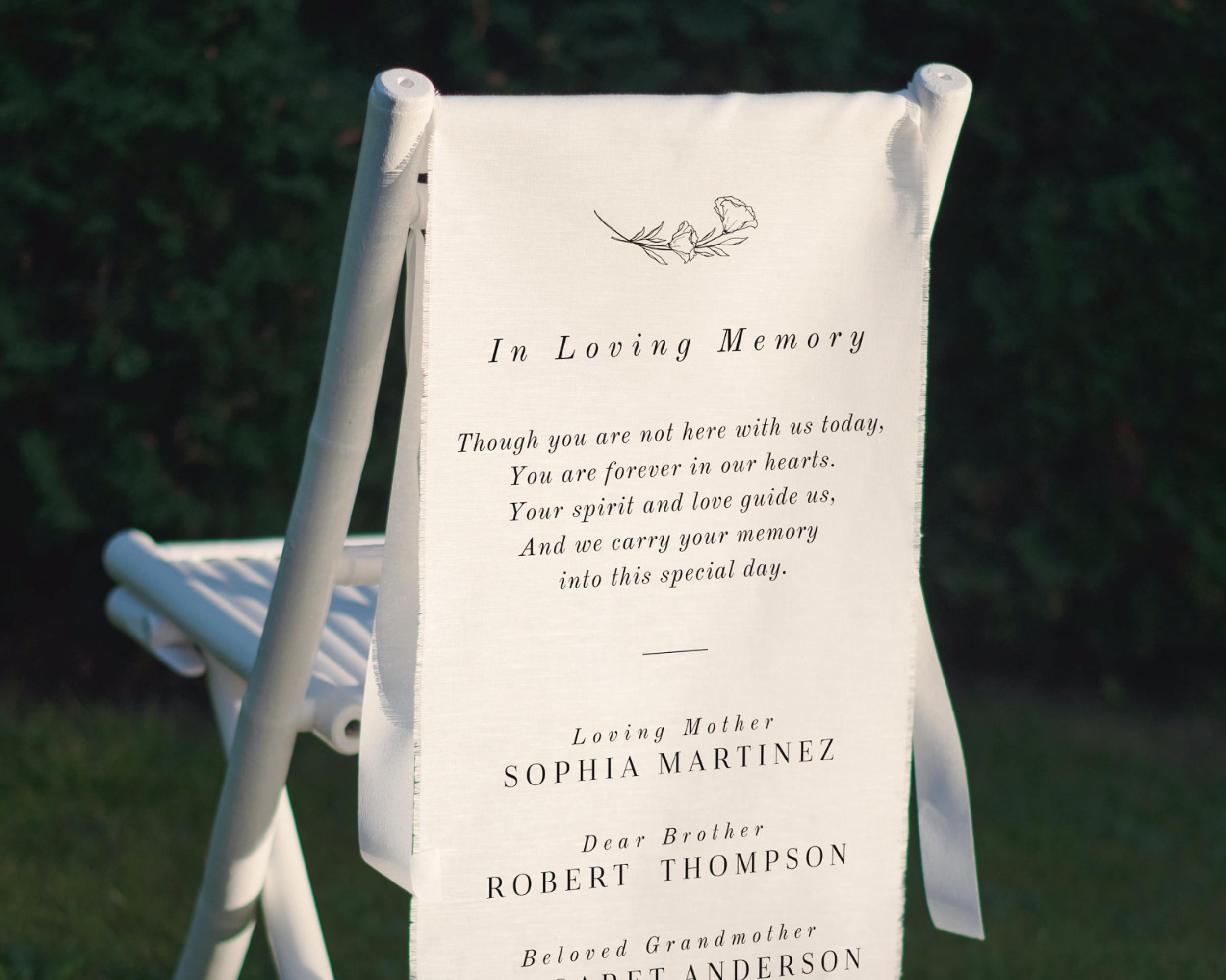 Custom in Loving Memory Wedding Sign Personalised Premium Fabric ...