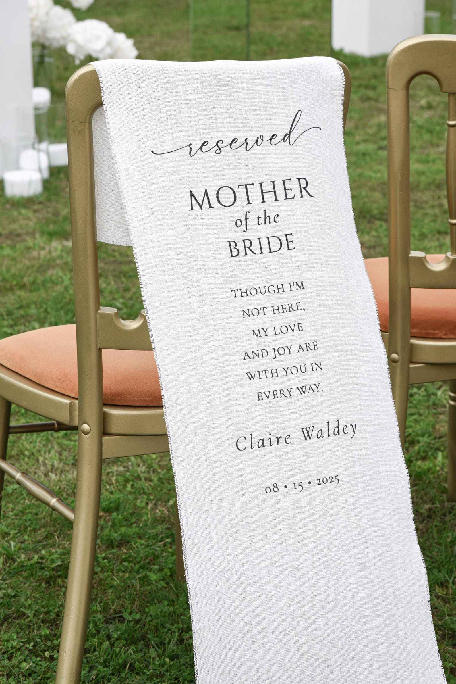 Reserved Chair Sign for Mother of the Bride, Father of the Groom ...