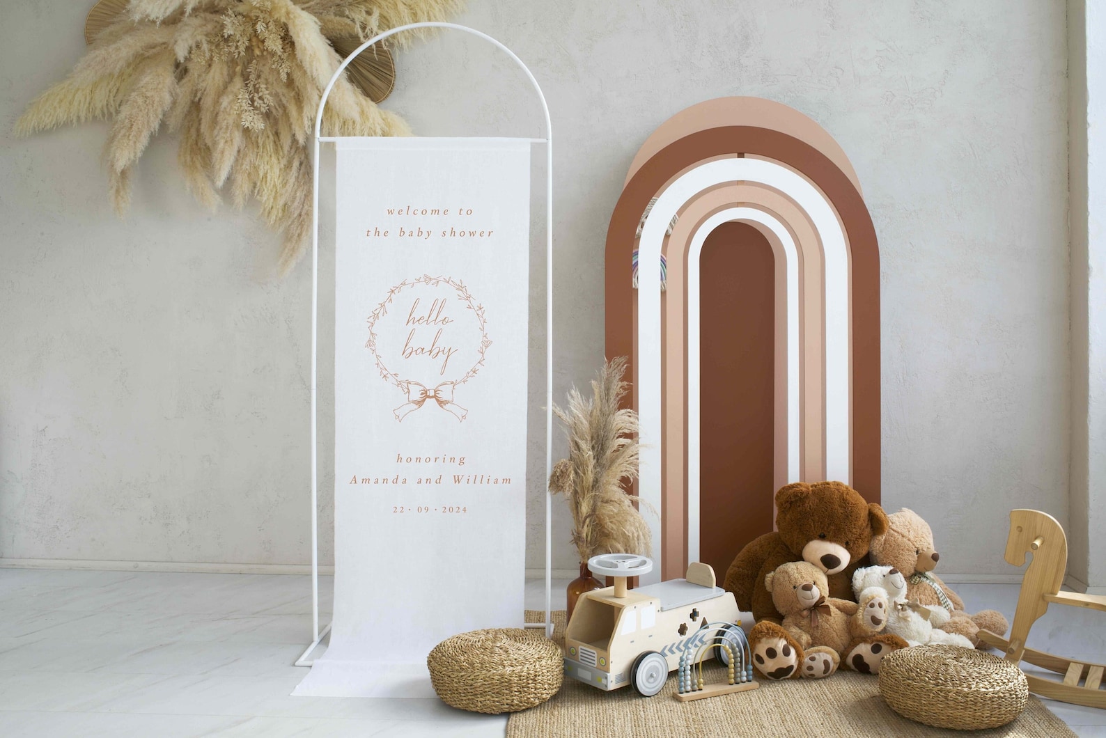 Charming Linen Baby Shower Sign, Welcome Linen Sign, Baby Shower Fabric ...