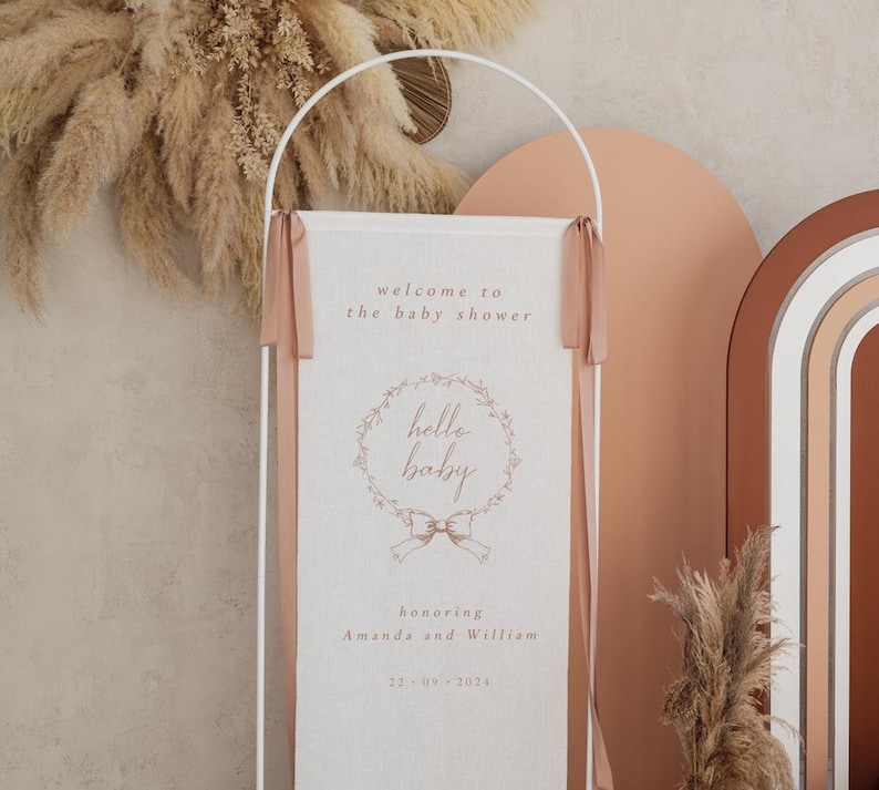 Charming Linen Baby Shower Sign, Welcome Linen Sign, Baby Shower Fabric ...