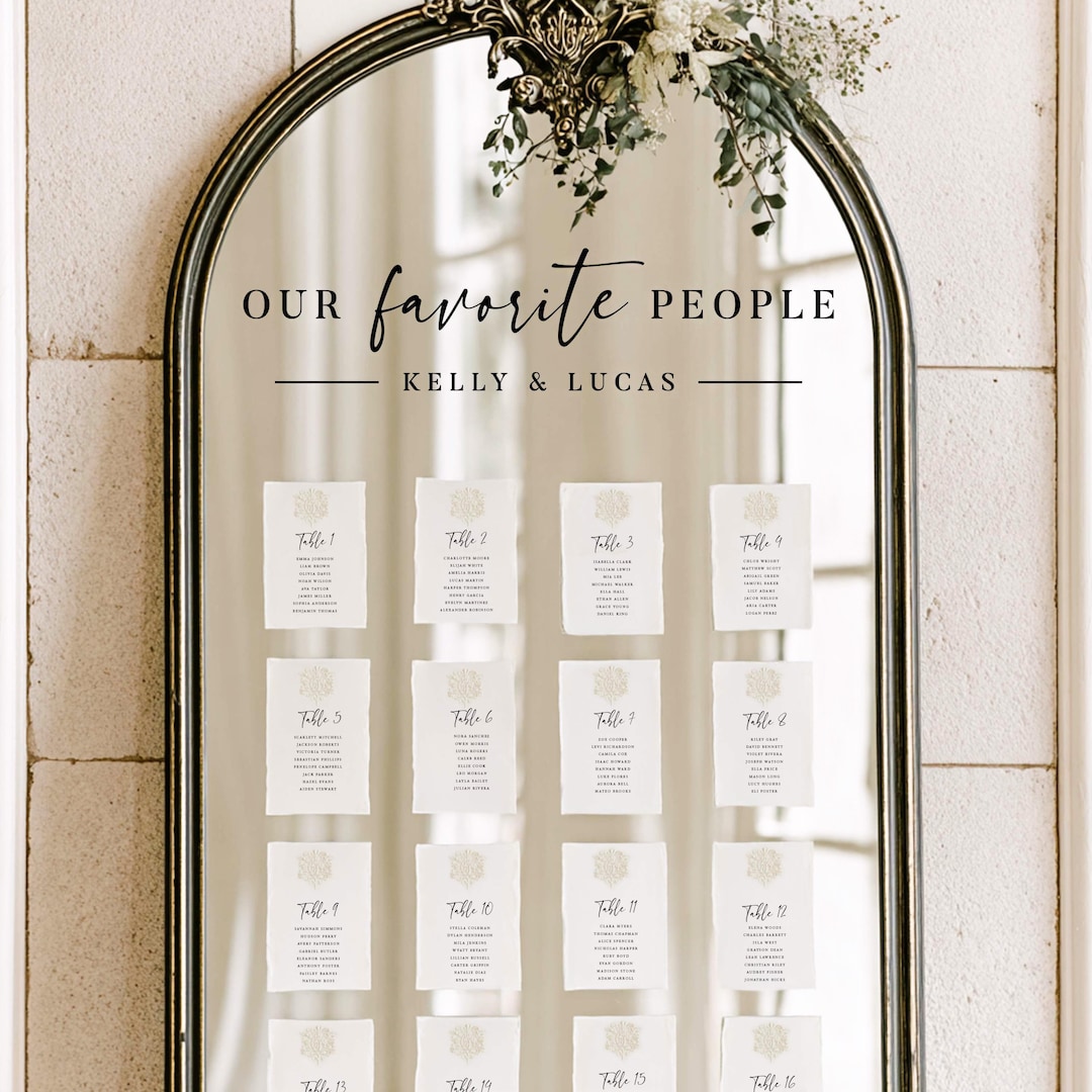 Mirror Seating Chart Decal – Our Favorite People Wedding Sign - Etsy