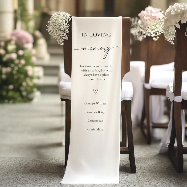 In Loving Memory Wedding Chair Sign – Memorial Fabric Banner for ...