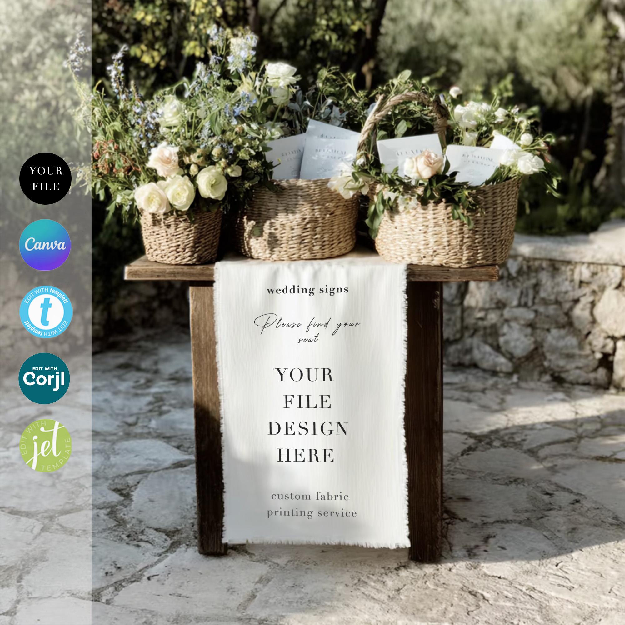Custom Fabric Wedding Sign – Please Find Your Seat Table Banner Print ...