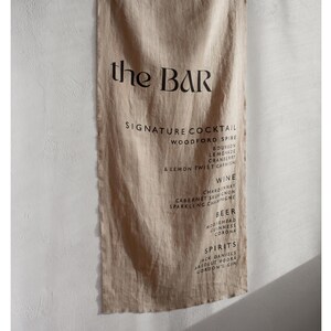 Rustic Linen Bar Menu, Bar Sign, Wedding Bar Menu on Linen, Custom ...