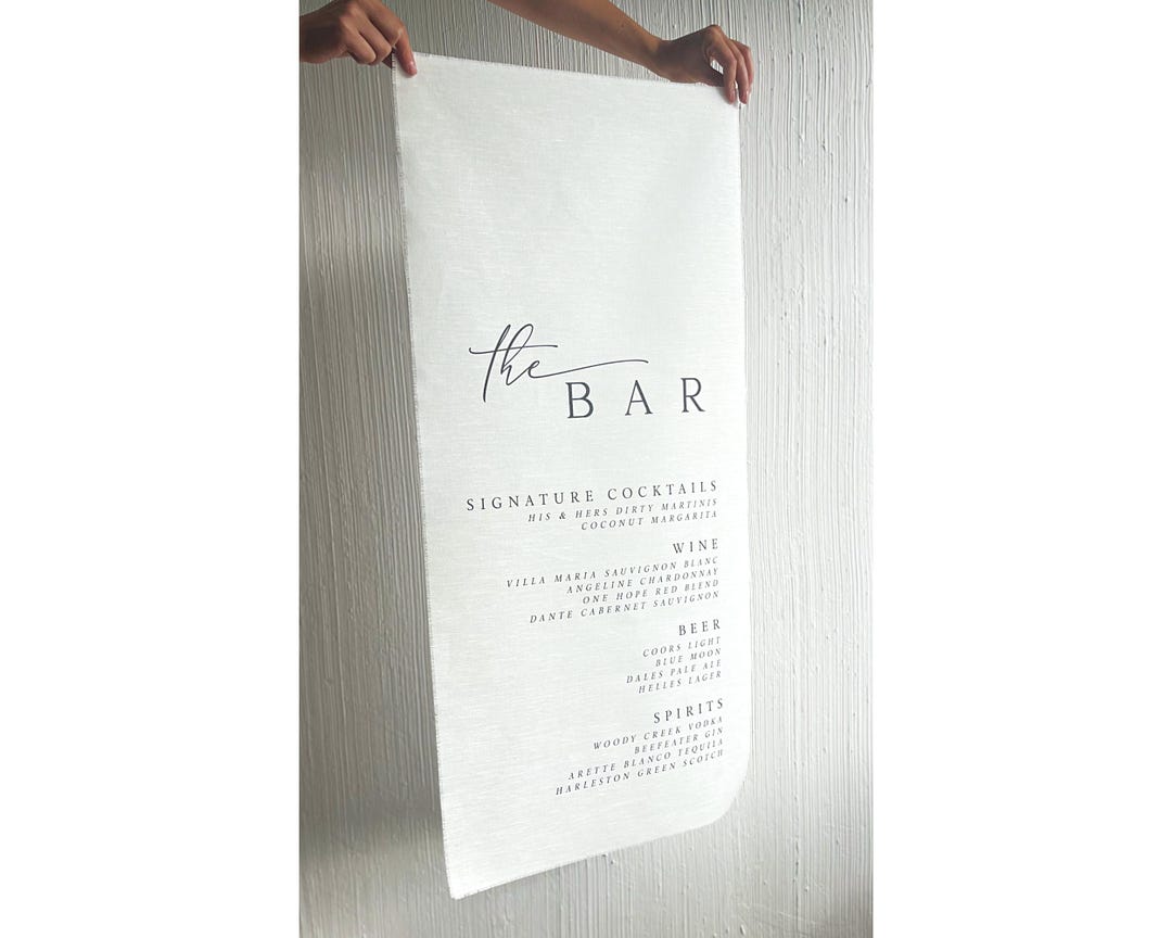 Signature Drink Sign, Custom Linen Bar Sign, Custom Wedding Bar Sign ...