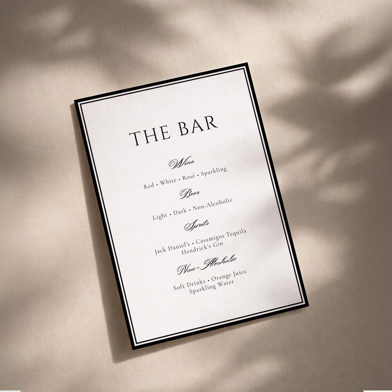 Bar Menu Digital Template - Printable Menu Design for Parties ...
