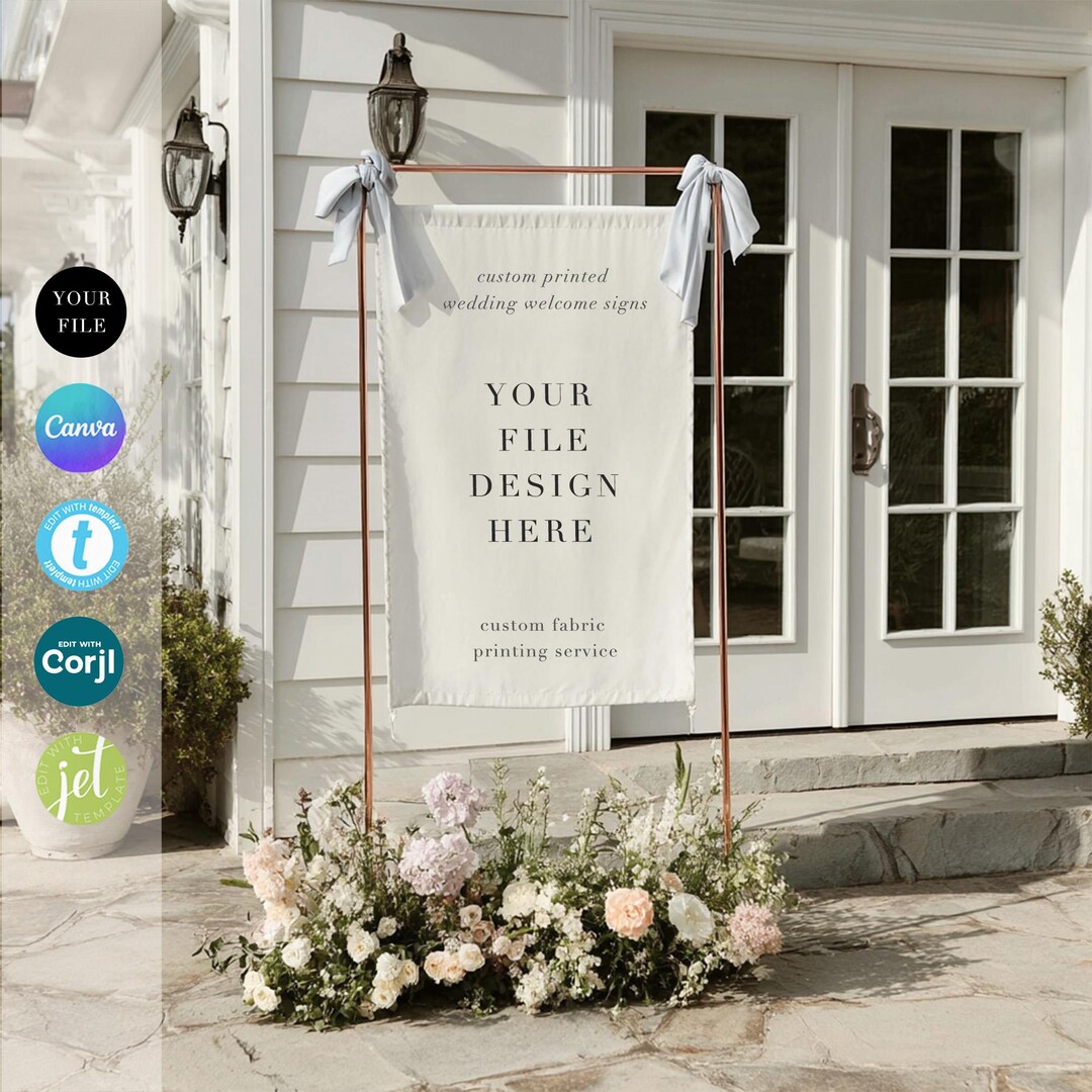 Custom Fabric Wedding Welcome Sign – Print Your Own Design Elegant ...