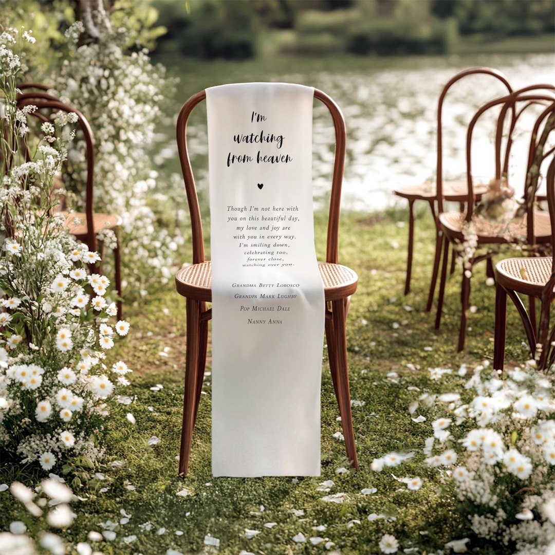 Wedding Memorial Chair Sign, Custom Linen Memorial Sign, Wedding Chair ...