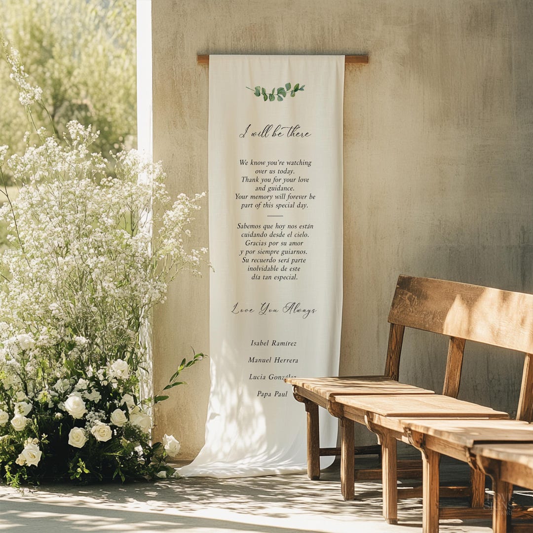 Custom Bilingual Wedding Memorial Wall Signage Boho Seating Reserved ...